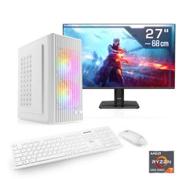 CSL PC-Komplettsystem &raquo;Spectrum V25273W&laquo; 27 &prime;&prime; AMD Ryzen 7 GeForce RTX 3050 16 GB RAM 1.000 GB SSD wei&szlig; Inkl. 27 Zoll Full-HD Monitor, Maus, Tastatur,