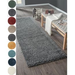 MyFlair Hochflor-L&auml;ufer &raquo;My Shaggy&laquo; rechteckig 37 mm H&ouml;he Shaggy, Uni Farben, leicht gl&auml;nzend, Microfaser, extra flauschig grau Polypropylen (PP) B : 80cm 1 