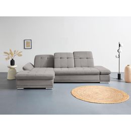 COTTA Ecksofa &raquo;Holiday L-Form mit Sitztiefen-, Armteil- und Kopfteilverstellung&laquo; wahlweise mit Schlaffunktion & Bettkasten grau 100% Polyester B/H/T: 