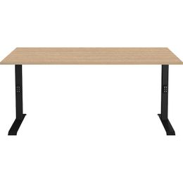 Germania Schreibtisch &raquo;Lissabon&laquo; Fu&szlig;gestell aus Metall mit nivellierbaren Gleiter braun B/H/T: 160cm x 91cm x 80cm, Mechanisch h&ouml;heneinstellbarer 