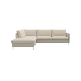 FLEXLUX Ecksofa &raquo;Fiore, L-Form&laquo; schmale Armlehnen, Kaltschaum, F&uuml;&szlig;e Alu wei&szlig; 100% Polyester B/H/T: 266cm x 85cm x 225cm, Velvet, Ottomane links
