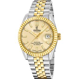 Festina Herren Automatikuhr &raquo;Automatic&laquo; Armbanduhr, Herrenuhr, Swiss Made, Mechanische Uhr, Edelstahlarmband gold Einheitsgr&ouml;&szlig;e