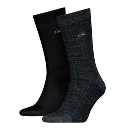 Calvin Klein Herren Socken &raquo;CK MEN SOCK MELANGE GRID&laquo; 2 Paar, mit feinem Rippenb&uuml;ndchen schwarz - (40/46)