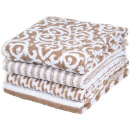Pad Handtuch Set &raquo;FAMILY, 50x100 cm&laquo; Made in Europe, verschiedene Muster in einem Set, mit Fransen grau Frottee, Frottee B/L: 50cmx100cm, 8 Stk., 