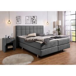 Home Affaire Boxspringbett &raquo;Loomis&laquo; inkl. Topper, wahlweise in H2, H3 oder H4 erh&auml;ltlich grau Microfaser 7-Zonen-Tonnentaschen-Federkernmatratze, 