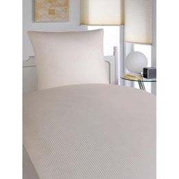 Elegante Bettw&auml;sche &raquo;Hamburger Streifen&laquo; 2 Stk. angenehmes Hautgef&uuml;hl beige Mako-Satin, Obermaterial: 100% Baumwolle B/L: 155cm x 220cm, 1 Stk., 1 Stk., Mako-