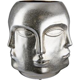 Casablanca by Gilde Tischvase &raquo;Crado - Gesicht, H&ouml;he ca. 23 cm&laquo; dekorative Vase aus Keramik, Blumenvase silber Keramik B/H/T: 23cm &Oslash; 20cm