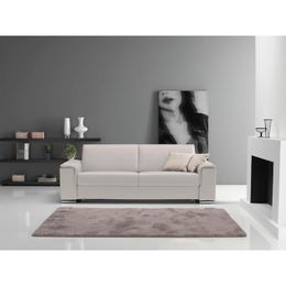 Egoitaliano 2,5-Sitzer &raquo;Cecilia, modern & elegant, erstklassiger Sitzkomfort, Breite 234cm&laquo; mit verchromten Metallf&uuml;&szlig;en grau Leder &raquo;BULL&laquo; (echtes Rindsleder). 