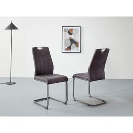 Hela Freischwinger &raquo;CHRISTINA&laquo; (Set) 2 Stk.1, 2 oder 4 St&uuml;ck, Schwingstuhl grau 100% Polyester B/H/T: 44cm x 98cm x 61cm, 2 Stk., Microfaser