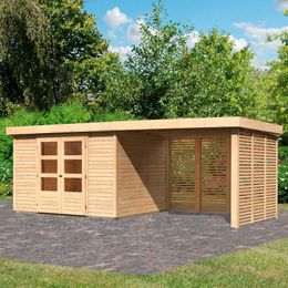 Karibu Gartenhaus &raquo;Arnis 5&laquo; beige Holzwerkstoff ohne Fu&szlig;boden, R&uuml;ckwand Seitenwand, ohne Dacheindeckung