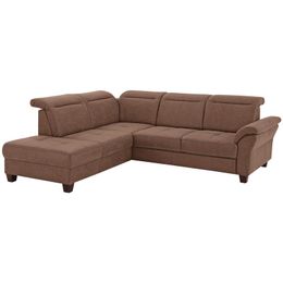 OTTO home Ecksofa &raquo;Solvei L-Form&laquo; wahlweise auch mit Kopfteilverstellung und Schlaffunktion, Federkern braun Luxus-Microfaser Lederoptik (100% 