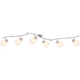 Globo LIGHTING Deckenspot &raquo;WILLY&laquo; E27 1 Stk. Nickel Strahler mit Glas klar, beweglich, 6x E27 silber 6, H: 20cm, 1 Stk.