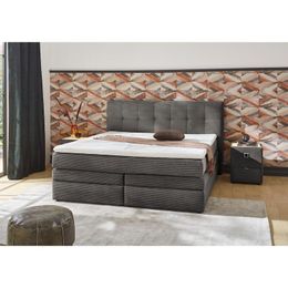 Jockenh&ouml;fer Boxspringbett &raquo;Amy&laquo; mit 6 cm Kaltschaum-Topper, Cord-Bezug, 180x200 und 200x200 cm grau Bezug Bett: Cordstoff (100% Polyester);Topper und 