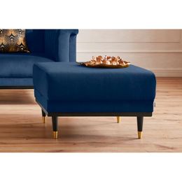 Home Affaire Hocker &raquo;Chamby&laquo; mit Holzrahmen unten blau 100% Polyester;Samtoptik (100% Polyester) B/H/T: 70cm x 46cm x 64cm, Samtoptik