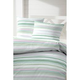 Primera Bettw&auml;sche &raquo;Bio-Renforce Bettw&auml;sche Natrix&laquo; 2 Stk. mit klassischen Streifen gr&uuml;n Renforc&eacute; (Bio-Baumwolle), Obermaterial: 100% Baumwolle B/L: 135cm x 