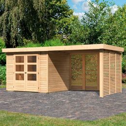 Karibu Gartenhaus &raquo;Arnis 3&laquo; beige Holzwerkstoff ohne Fu&szlig;boden, R&uuml;ckwand Seitenwand, ohne Dacheindeckung