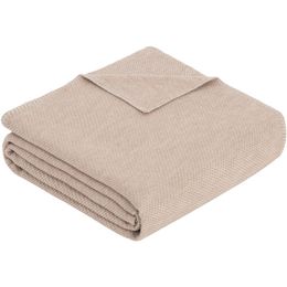 Ibena Wohndecke &raquo;Charlotte mit GOTS&laquo; mit gewebter Struktur beige Baumwolle B/L: 70cm x 100cm