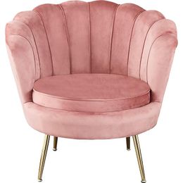 Salesfever Loungesessel &raquo;Clam - Design Cocktailsessel&laquo; Prachtvoll extravagantes Design im Muschel-Look rosa 100% Polyester Samtvelours, B/H/T: 76cm x 