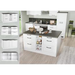 KOCHSTATION K&uuml;cheninsel &raquo;KS-Lani, Breite 153 cm, mit Flaschenregal&laquo; MDF-Fronten, Arbeitsplatte 38mm stark wei&szlig; B/H/T: 153cm x 86cm x 100cm, Typ 2mit 
