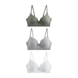 Next BH Damen Gr&ouml;&szlig;e 80 graumeliert / khaki / wei&szlig; Sommerkleid