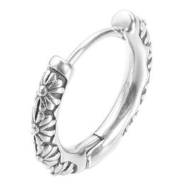 Firetti Damen Single-Creole &raquo;Schmuck Geschenk Ohrschmuck einzeln Flower Power&laquo; schwarz 18,3mm, Edelstahl