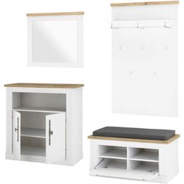 OTTO home Garderoben-Set &raquo;WESTMINSTER&laquo; Schuhbank, Spiegel, Kommode, Wandpaneel, 4 Stk. tlg. wei&szlig; B/H/T: 204cmcm x 200cmcm x 45cmcm