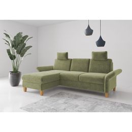 OTTO home Ecksofa &raquo;Rochelle, L-Form&laquo; wahlweise mit Armteilverstellung, Schlaffunktion und Bettkasten gr&uuml;n 100% Polyester B/H/T: 251cm x 90cm x 164cm, 