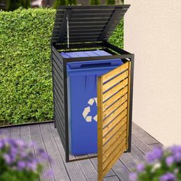 Dobar M&uuml;lltonnenbox &raquo;M&uuml;lltonnenverkleidung 240 L, schwarz-braun&laquo; aus robustem lasiertem Fichtenholz Massivholz Einheitsgr&ouml;&szlig;e