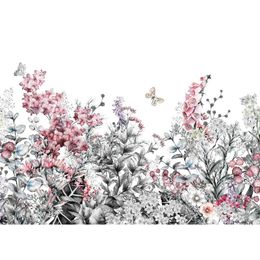 Livingwalls living walls Fototapete &raquo;Blumenwiese Vlies&laquo; glatt Vlies, Wand, Schr&auml;ge bunt Vlies B/L: 3,5m x 2,55m