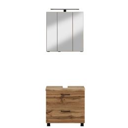 Welltime Badm&ouml;bel-Set &raquo;"Trento", Badezimmer-Set, Waschbeckenunterschrank, Spiegelschrank&laquo; 2 Stk. tlg. braun Holzwerkstoff, MDF B/H/T: 60cmcm x 200cmcm