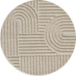 Ayyildiz Teppiche Teppich &raquo;ART 1121, auch als L&auml;ufer und in Rund erh&auml;ltlich&laquo; rund 20 mm H&ouml;he Boho Design, 3D Optik, Struktur Hoch Tief, skandinavisch, Wohnzimmer beige 