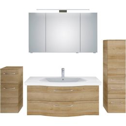 Badm&ouml;bel-Set &raquo;6005 Sprint 4-teilig, Keramik-Waschtisch mit LED-Spiegelschrank&laquo; 5 Stk. tlg. braun Holzwerkstoff B/H/T: 182cmcm x 200cmcm x 51,5cmcm