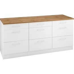 KOCHSTATION Unterschrank &raquo;KS-Kehl&laquo; Breite 180 cm wei&szlig; MDF wei&szlig;, B/H/T: 180cm x 85cm x 60cm, Schubladen: 9 Stk.