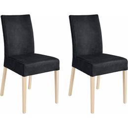 Home Affaire 4-Fu&szlig;stuhl &raquo;Umag&laquo; (Set) 2 Stk.Sitz und R&uuml;cken gepolstert schwarz Holzwerkstoff B/H/T: 46,5cm x 94cm x 59,5cm, 2 Stk., Luxus-Microfaser