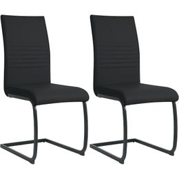 M&ouml;bilia Freischwinger (Set) 2 Stk.mit Wellenunterfederung schwarz Metall, Polyurethan B/H/T: 42cm x 97cm x 59cm, 2 Stk., Kunstleder Lederoptik, Bezug schwarz