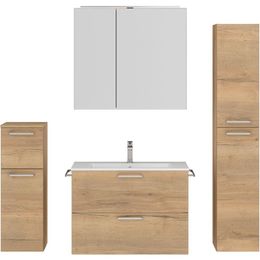 Nobilia Badm&ouml;bel-Set &raquo;Tolvina&laquo; vormontiert, mit Soft-Close, 4 Stk. tlg. braun B/H/T: 160cmcm x 169cmcm x 48,7cmcm, Griffe edelstahlfarbig