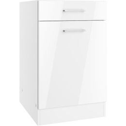 KOCHSTATION Unterschrank &raquo;KS-Milan&laquo; Unterschrank 50 cm, matte oder hochgl&auml;nzende Fronten wei&szlig; MDF wei&szlig;, B/H/T: 50cm x 82cm x 60cm, Schubladen: 1 Stk. 