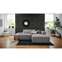 Home Affaire Ecksofa &raquo;Noord mit Kedernaht, Breite 227 cm, L-Form&laquo; Cord, Struktur, Webstoff, mit Wellenunterfederung, Massivholzrahmen grau 94% 