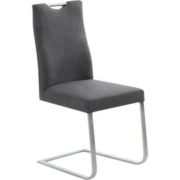 K+w Komfort & Wohnen K+W Komfort & Wohnen Freischwinger &raquo;6194&laquo; () mit praktischem Griff oben am R&uuml;cken, Gestell aus Edelstahl grau B/H/T: 47cm x 100cm x 61cm, Microfaser 