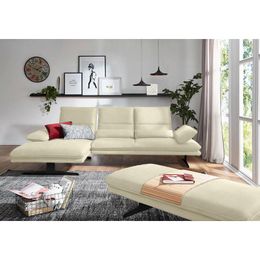 W.Schillig Ecksofa &raquo;broadway, Designsofa mit tollem Sitzkomfort&laquo; Sitztiefenverstellung, Kopfteil- & Seitenteilverstellung, Breite 291cm beige Stoff 