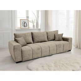 Home Affaire Schlafsofa &raquo;Bello, B: 239 cm, Liegefl. 142x194 cm&laquo; Schlaffunktion, Bettkasten & 2 Zierkissen, Federkern beige 100% Polyester B/H/T: 239cm