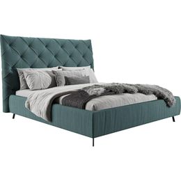 Home Affaire Polsterbett &raquo;Maxime, in 4 Breiten bis 200cm, auch in Leder&laquo; Kopfteilh&ouml;he 143 cm, belastbar bis 280 kg, auch in &Uuml;berl&auml;nge 220cm blau 100% 