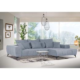 GUTMANN FACTORY Ecksofa blau 95% Polyester 5% Nylon B/H/T: 300cm x 60cm x 205cm, Flachgewebe, Ottomane rechts
