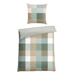 Schiesser Wendebettw&auml;sche &raquo;Travis aus weicher Baumwolle in klassischem Karo&laquo; 2 Stk. Made in Green gr&uuml;n Feinbiber, Obermaterial: 100% Baumwolle B/L: 135cm x 