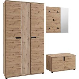 OTTO home Garderoben-Set &raquo;FJELL, 3-teilig, Breite 199cm, Front mit hochwertiger L&auml;ngsfr&auml;sung&laquo; Holzwerkstoff B/H/T: 199cmcm x 191cmcm x 37cmcm