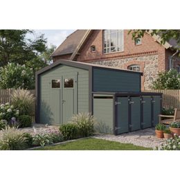 Weka Gartenhaus &raquo;Killarney&laquo; Doppelt&uuml;r, 1/4 verglast, inkl. 4er M&uuml;lltonnenbox Massivholz ohne Fu&szlig;boden, ohne Dacheindeckung