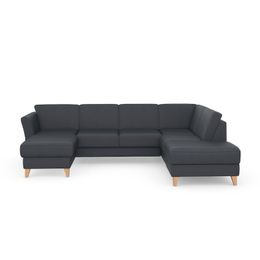 Sit & More sit&more Wohnlandschaft &raquo;Visby U-Form&laquo; wahlweise mit Schlaffunktion und Stauraum, frei im Raum stellbar grau B/H/T: 303cm x 87cm x 213cm, Soft clean, 