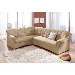 DOMO collection Ecksofa &raquo;Papenburg B/T/H: 242/190/84 cm L-Form&laquo; wahlweise mit Bettfunktion, Langer Schenkel links oder rechts beige Struktur ( 90% 