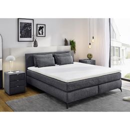 Jockenh&ouml;fer Boxspringbett &raquo;Paulina, inkl. Topper und Kissen, H&auml;rtegrade w&auml;hlbar&laquo; 140x200 cm oder 180x200cm grau Bezug Bett: Chenille (100% Polyester);Topper und 