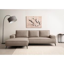 OTTO home Ecksofa &raquo;TVINNU&laquo; wahlweise Recamiere rechts/links, schwarze F&uuml;&szlig;e, bequemer Sitzkomfort beige B/H/T: 275cm x 83cm x 173cm, Flachgewebe 